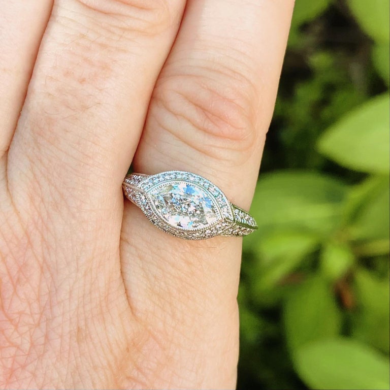 Unique Marquise Cut Platinum Diamond Ring For Sale at 1stDibs