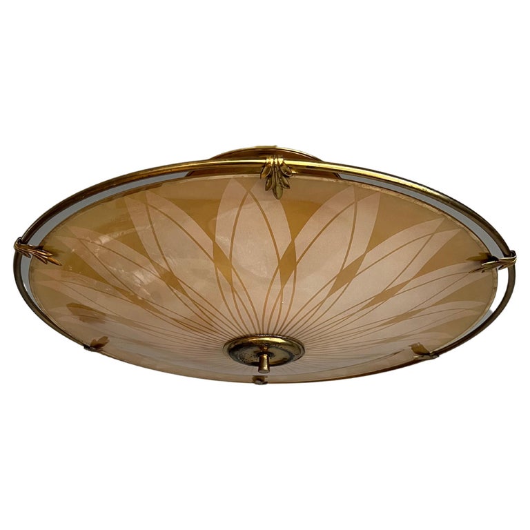 Unique Mid-Century Modern Artistic Glass Art Flush Mount or Ceiling ...