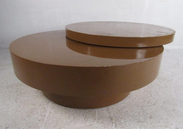 Unique Mid-Century Modern Circular Swivel Top Coffee Table For Sale at ...