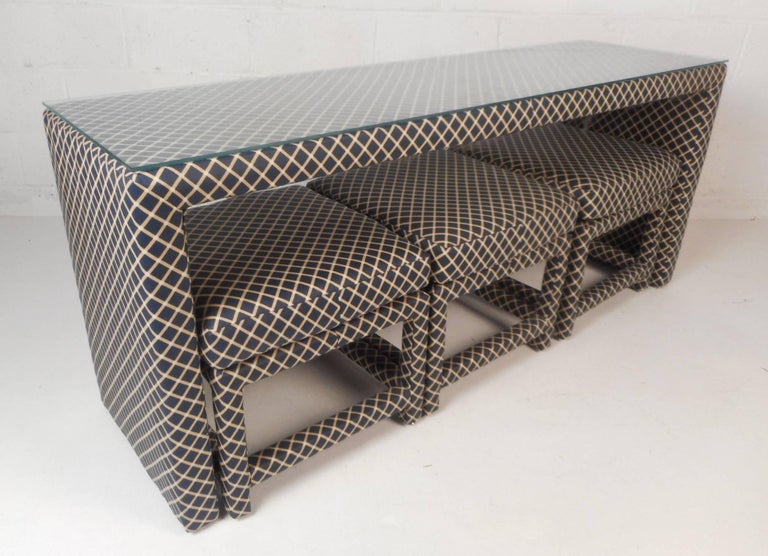 Unique Mid-Century Modern Console Table with Three Stools For Sale at ...