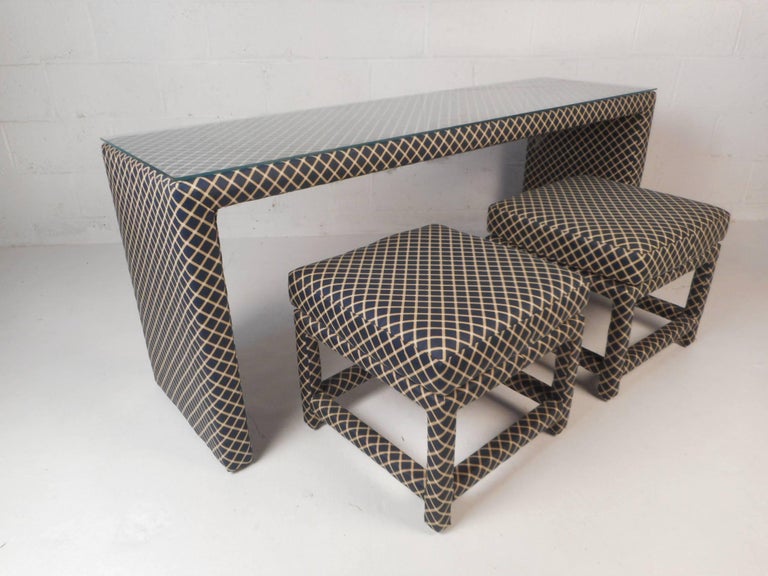 Unique Mid-Century Modern Console Table with Three Stools For Sale at ...