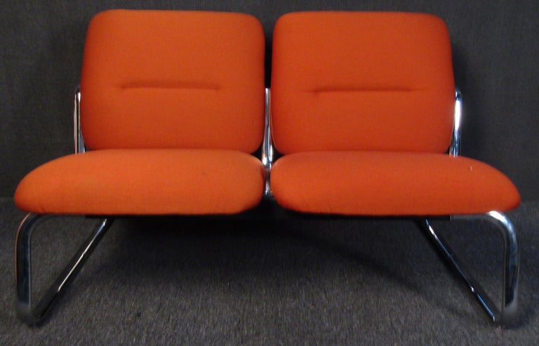 Unique Mid-Century Modern Orange Bench For Sale at 1stDibs
