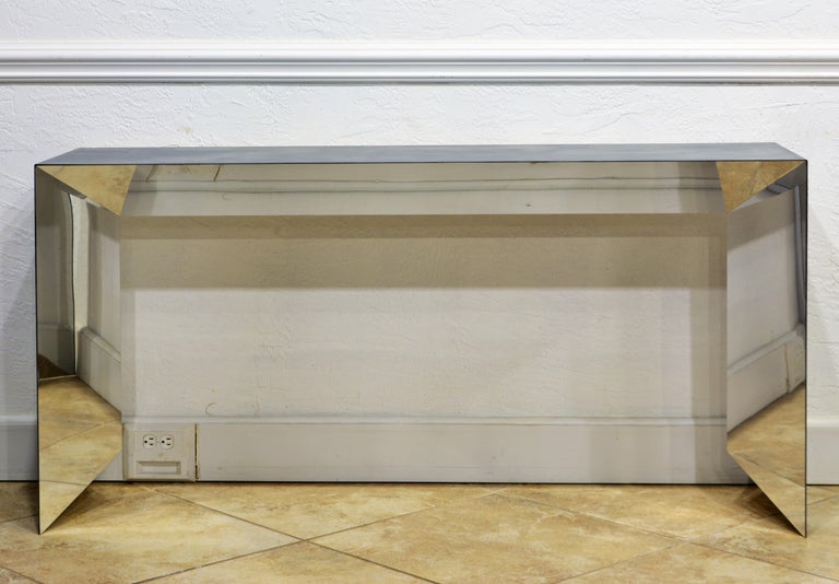 Unique Mid-Century Modern Steel and Prismatic Chrome Structure Console ...