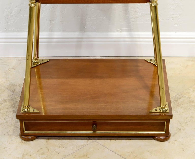 Unique Midcentury Obelisk Shape Brass, Mahogany and Marble Display ...