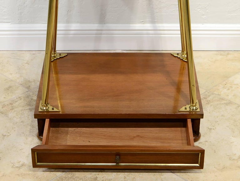 Unique Midcentury Obelisk Shape Brass, Mahogany and Marble Display ...