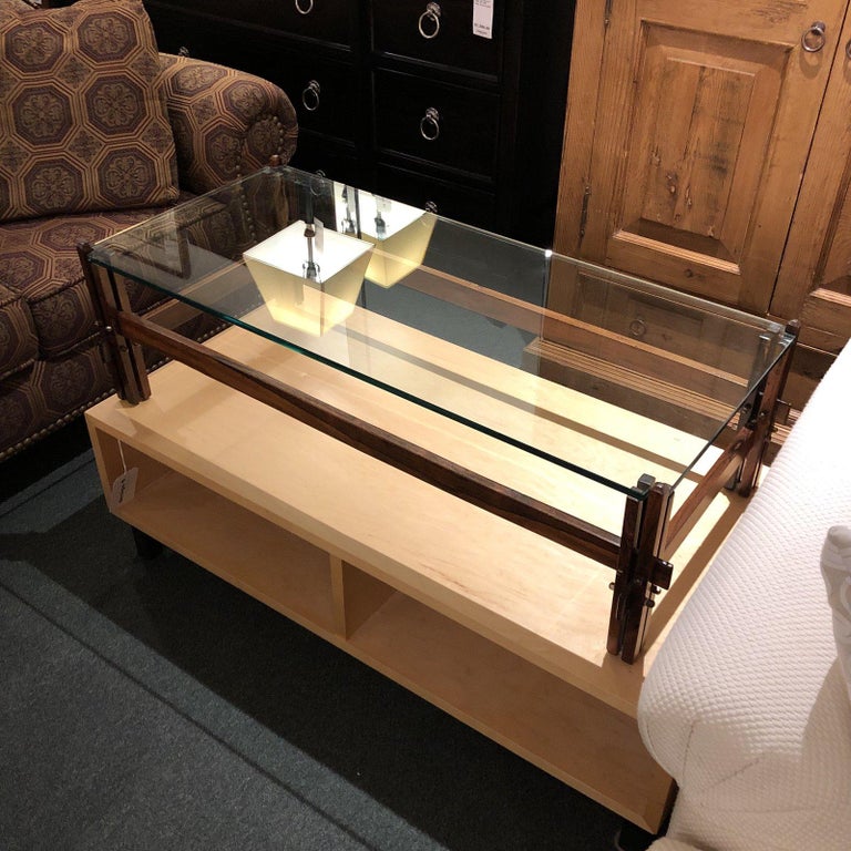 Unique Midcentury Glass Top Cocktail Table For Sale at 1stDibs