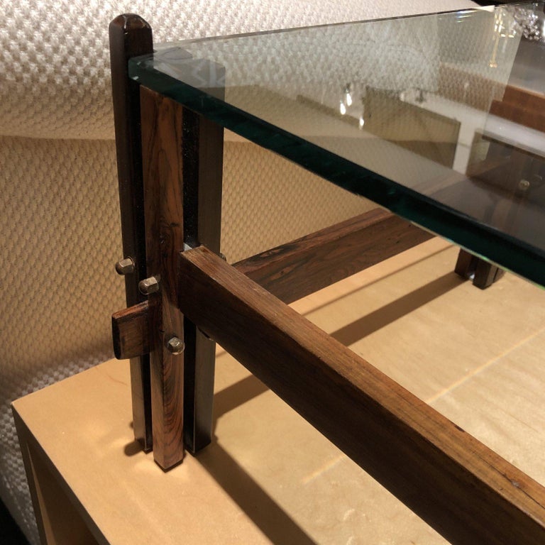 Unique Midcentury Glass Top Cocktail Table For Sale at 1stDibs