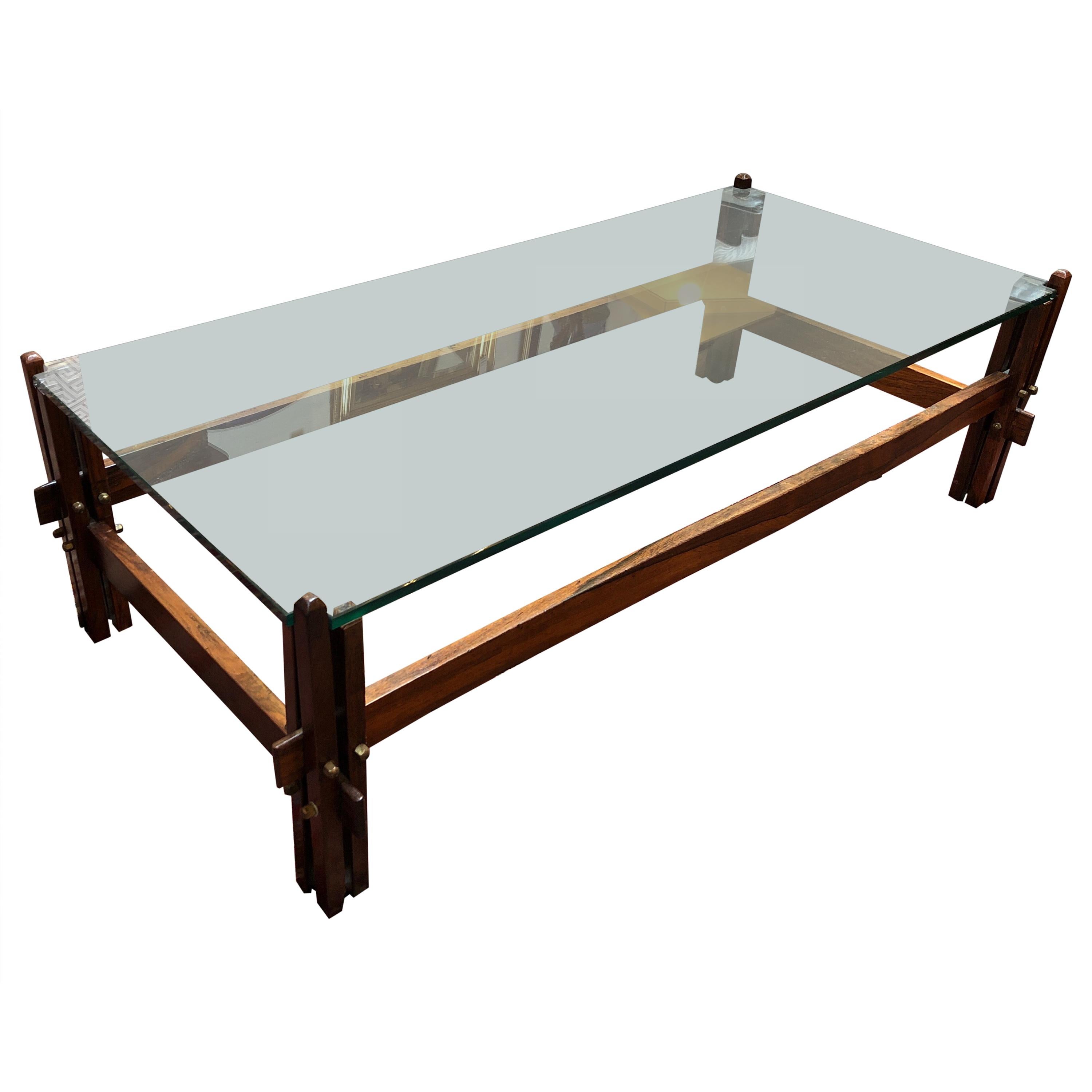 Unique Midcentury Glass Top Cocktail Table For Sale at 1stDibs