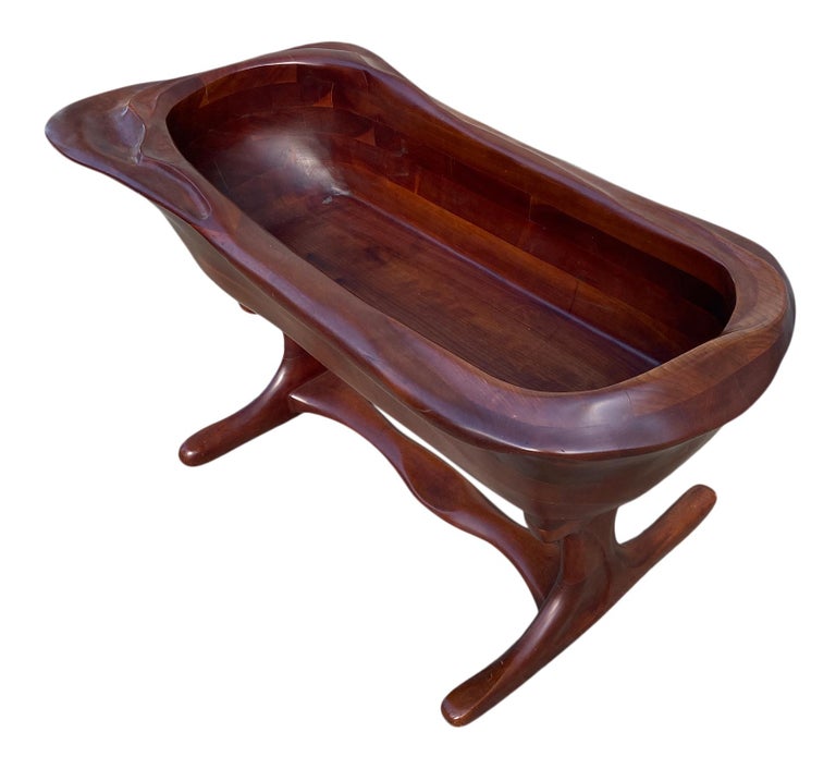 Unique Midcentury Solid Wood Studio Craft Baby Child Rocking Crib at ...