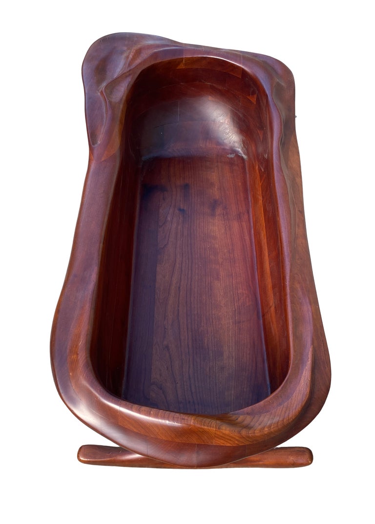 Unique Midcentury Solid Wood Studio Craft Baby Child Rocking Crib at ...