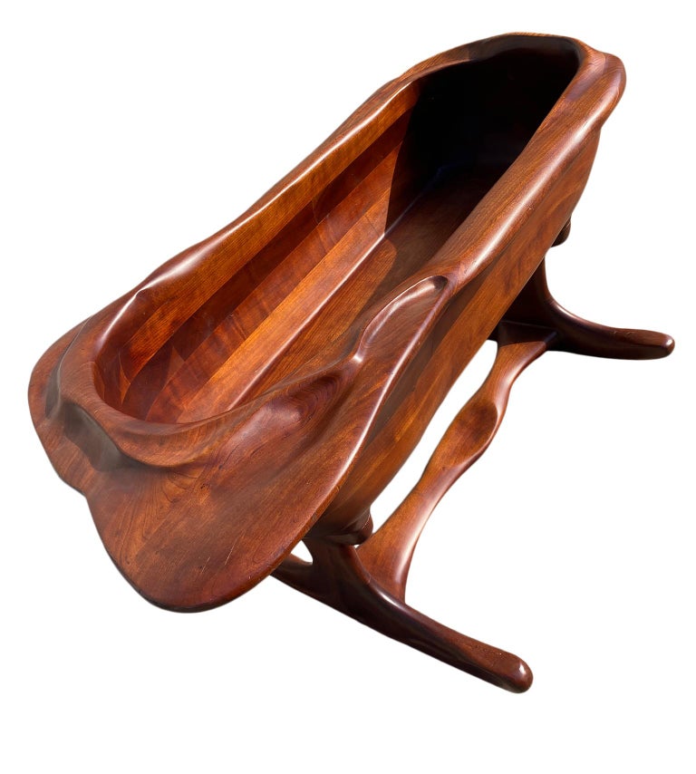 Unique Midcentury Solid Wood Studio Craft Baby Child Rocking Crib at ...