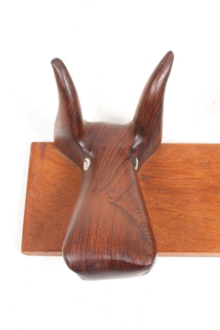 Unique Midcentury Wall-Mounted Coat Rack in Solid Rosewood, Made in ...