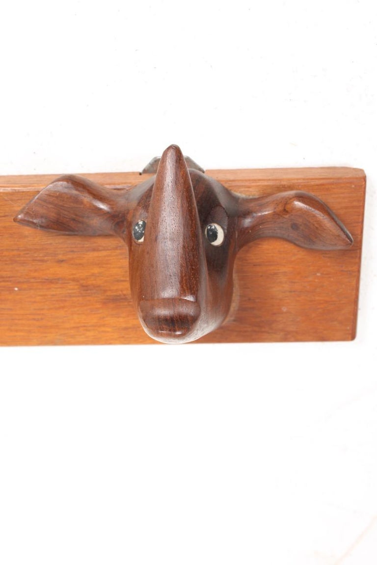 Unique Midcentury Wall-Mounted Coat Rack in Solid Rosewood, Made in ...