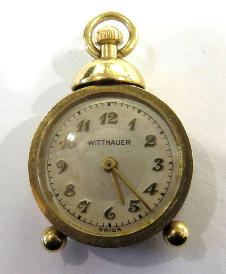Unique Miniature Working Wittnauer Alarm Clock Gold Charm Pendant For ...