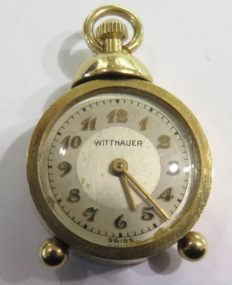 Unique Miniature Working Wittnauer Alarm Clock Gold Charm Pendant For ...