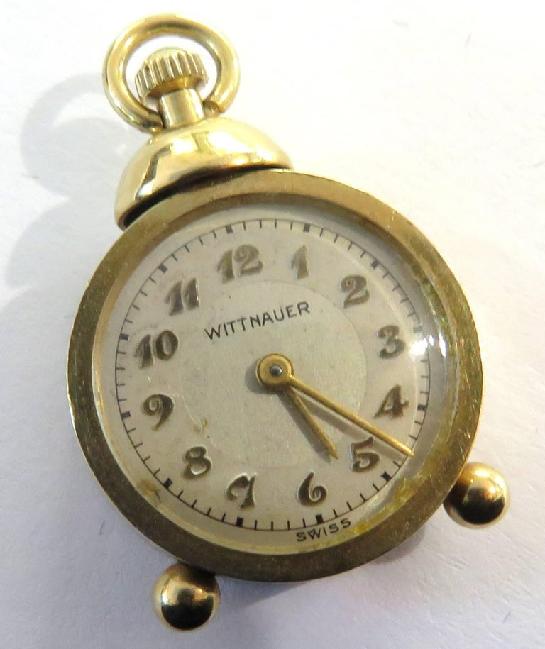 Unique Miniature Working Wittnauer Alarm Clock Gold Charm Pendant For ...