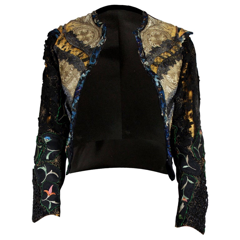 Unique Mr Moses embroidered jacket with 1800s lace, and Victorian jet ...
