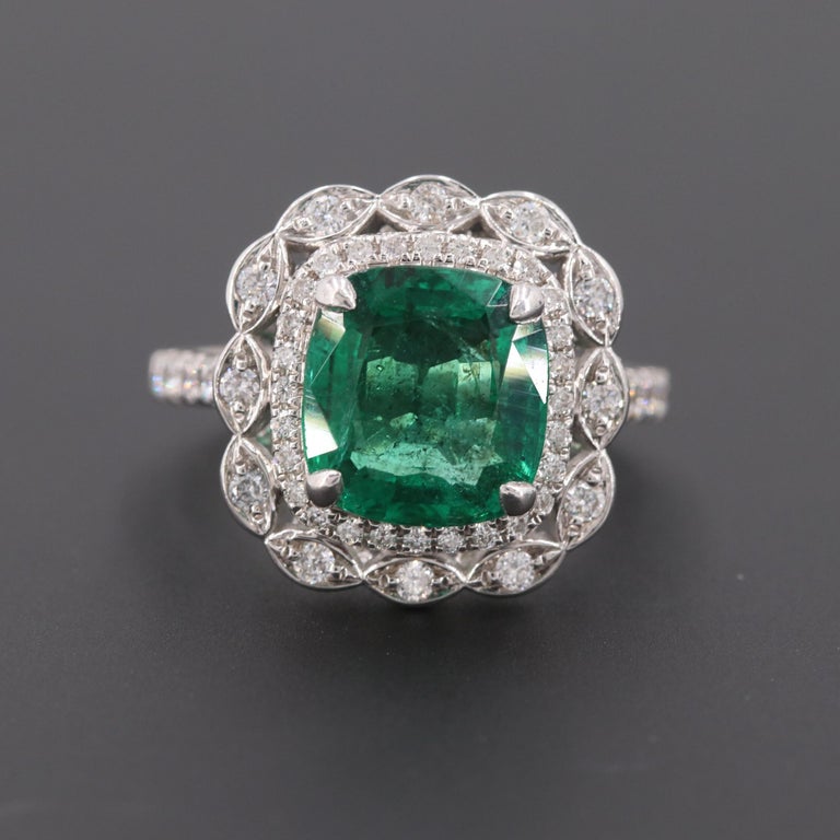 Customizable Unique Natural Emerald Engagement Ring, Antique Emerald ...