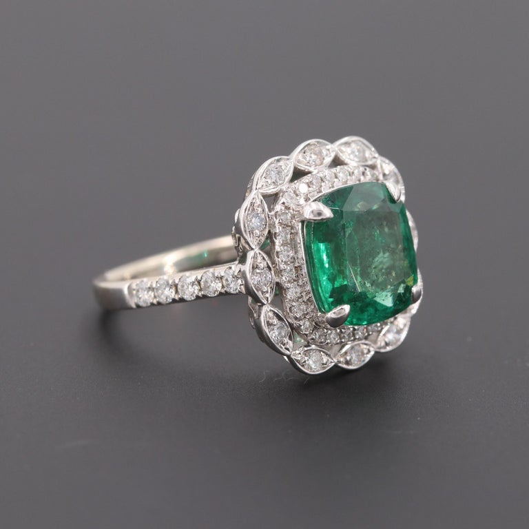 Customizable Unique Natural Emerald Engagement Ring, Antique Emerald ...