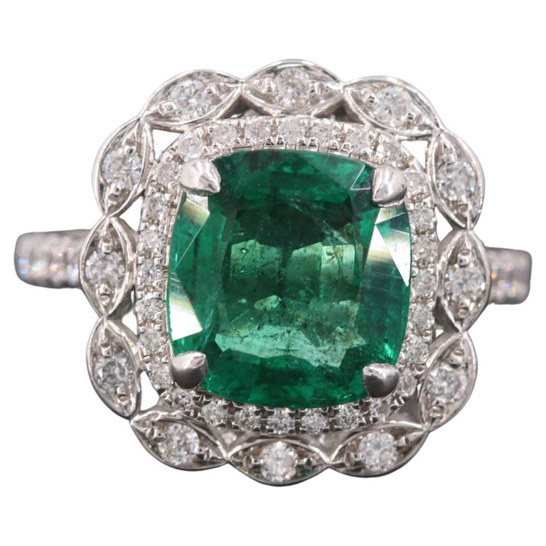Customizable Unique Natural Emerald Engagement Ring, Antique Emerald ...