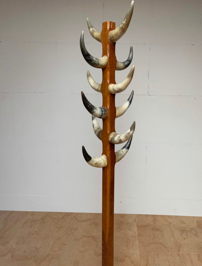 Unique Oak Entry Hall Standing Floor Coat Rack and Hat Stand for Cabin ...