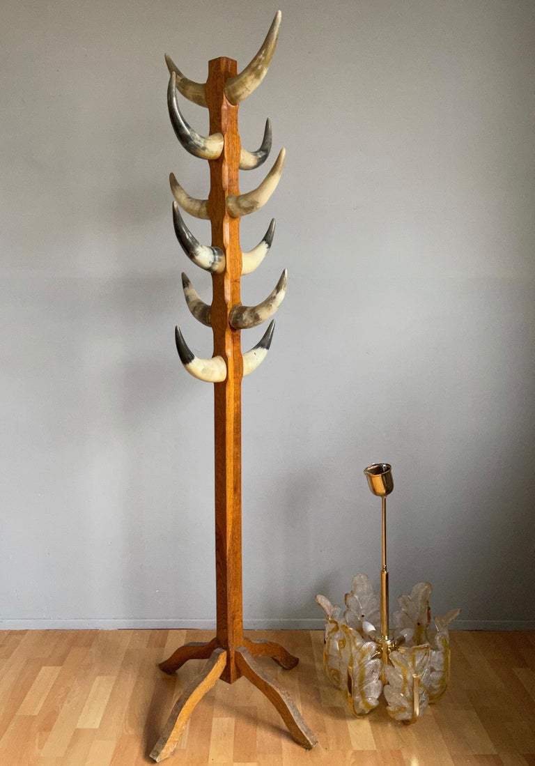 Unique Oak Entry Hall Standing Floor Coat Rack and Hat Stand for Cabin ...