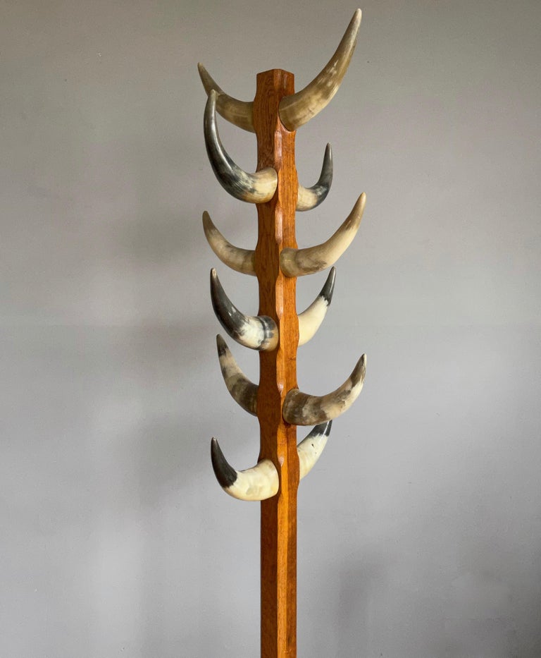 Unique Oak Entry Hall Standing Floor Coat Rack and Hat Stand for Cabin ...