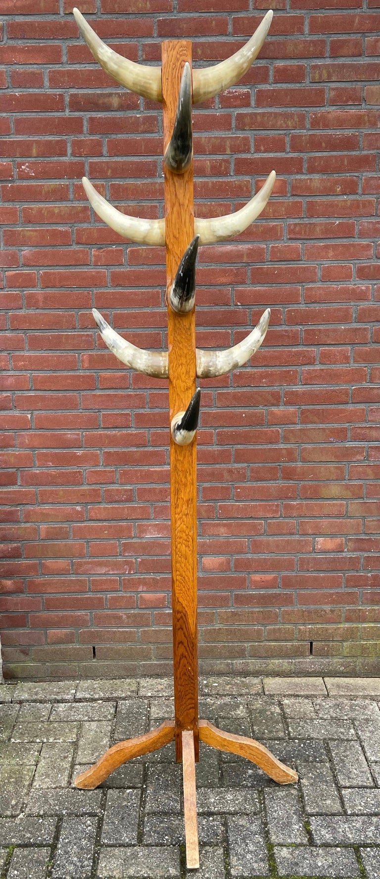 Unique Oak Entry Hall Standing Floor Coat Rack and Hat Stand for Cabin ...