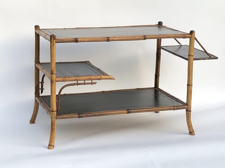 Unique Old Three Tier Bamboo Table For Sale at 1stDibs