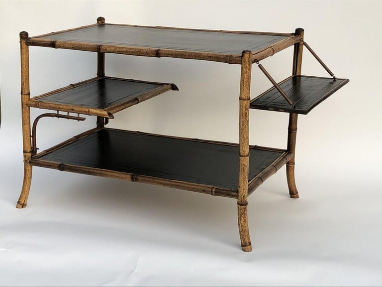 Unique Old Three Tier Bamboo Table For Sale at 1stDibs