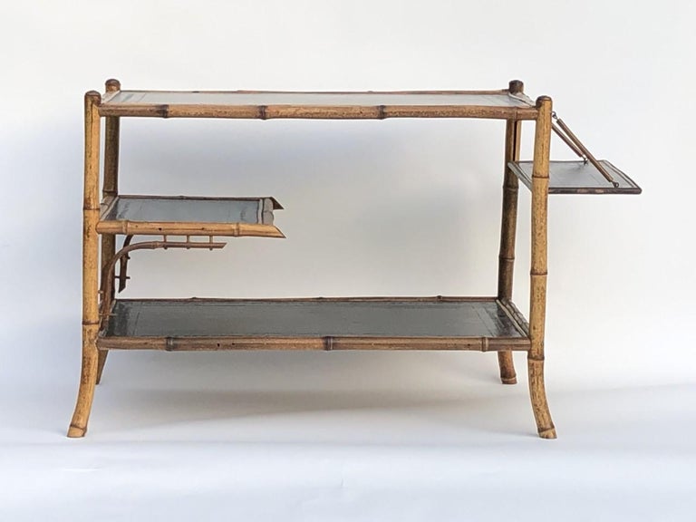 Unique Old Three Tier Bamboo Table For Sale at 1stDibs