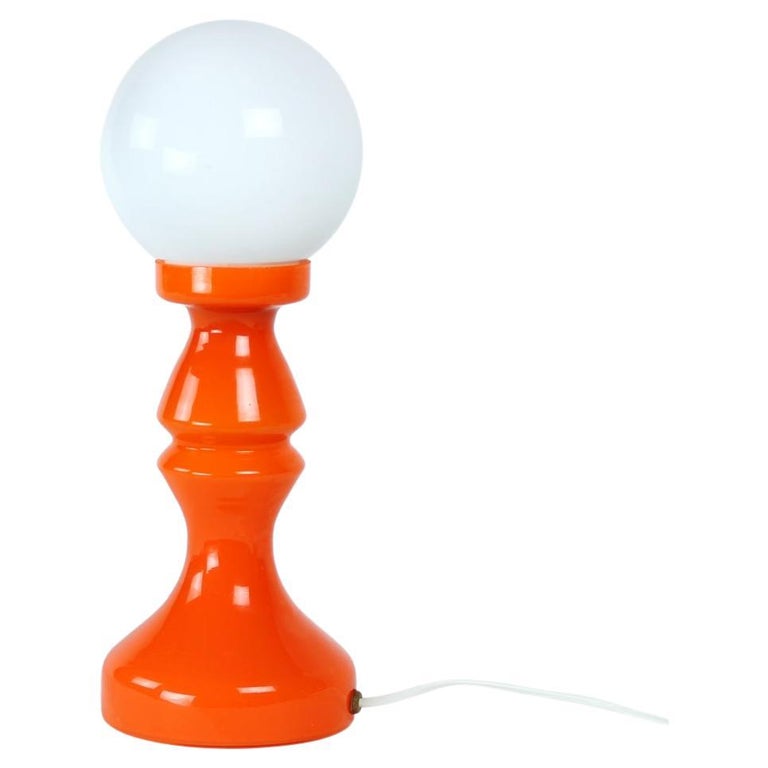 Unique Orange Glass Table Lamp by Vitropol, Poland, 1960s For Sale at 1stDibs
