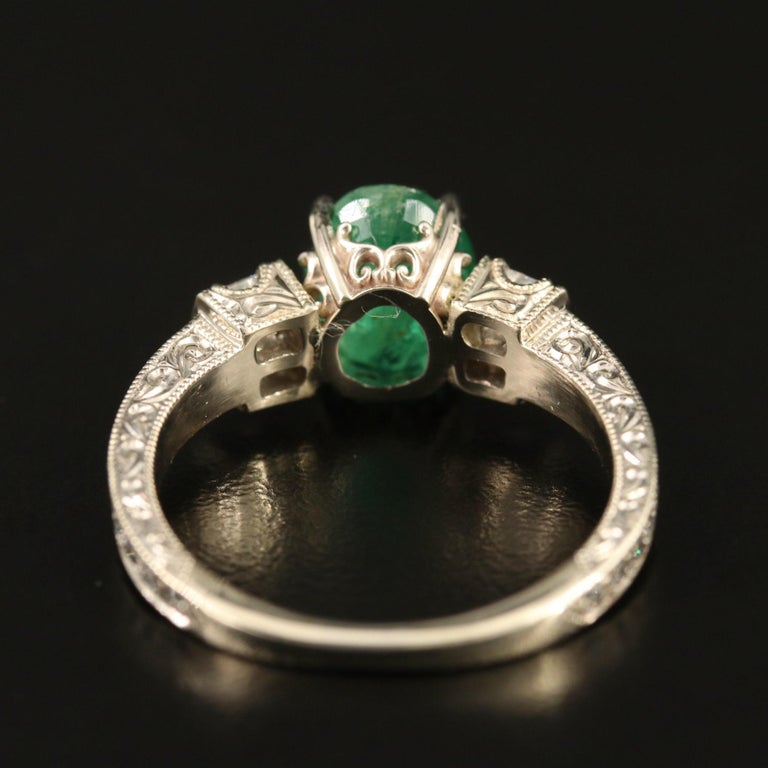 Customizable Unique Oval Cut Emerald Engagement Ring, Vintage Emerald ...