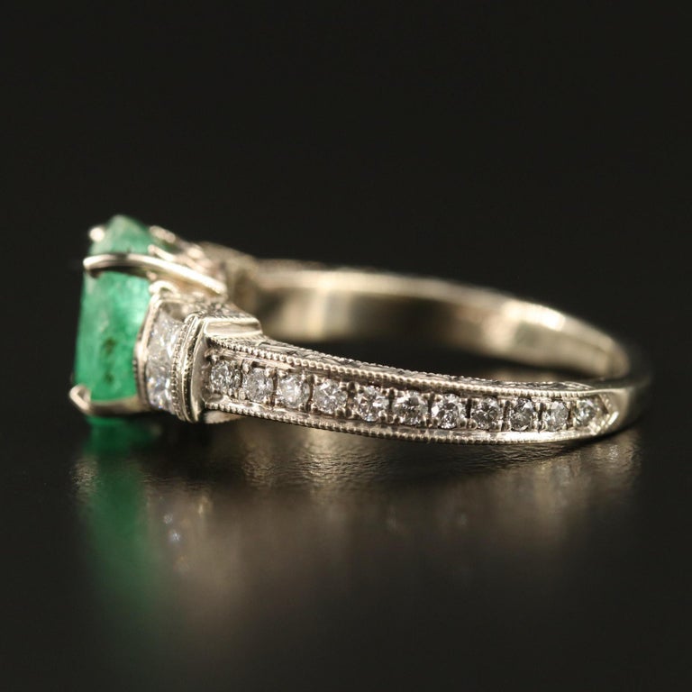Customizable Unique Oval Cut Emerald Engagement Ring, Vintage Emerald ...