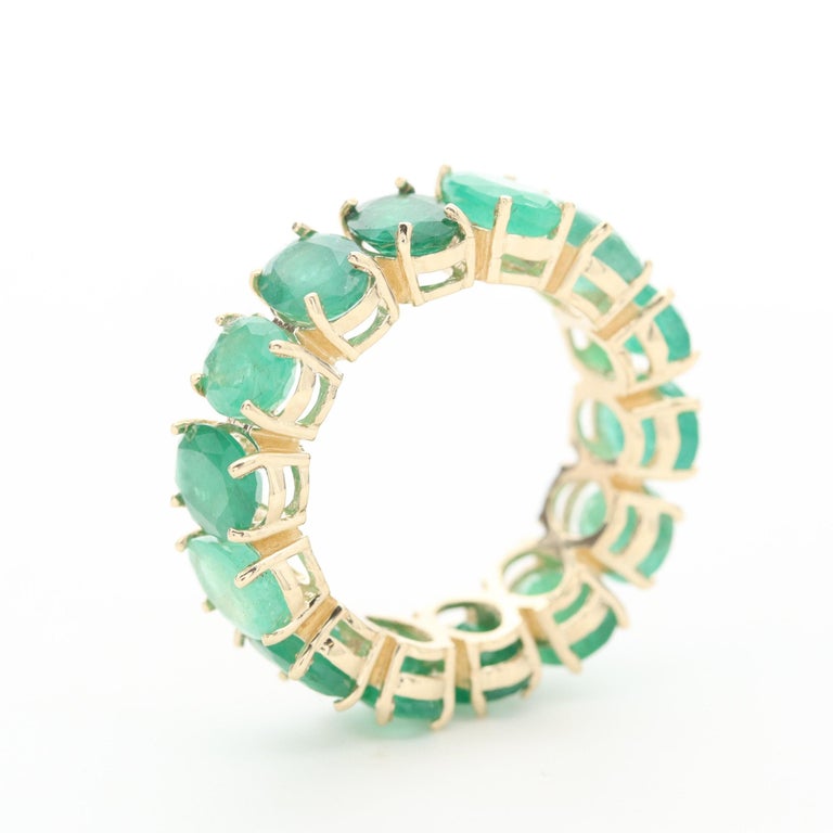 Customizable Unique Oval Cut Emerald Eternity Engagement Ring, Modern ...