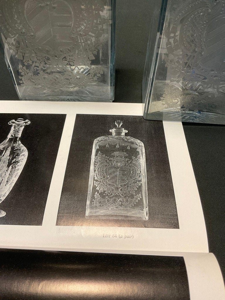 Unique Pair of 18th Century Armorial Engraved Glass Decanters, circa ...