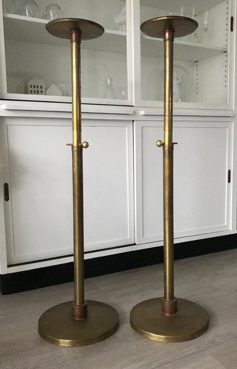 Unique Pair of Arts and Crafts Brass and Copper Church Pedestals ...