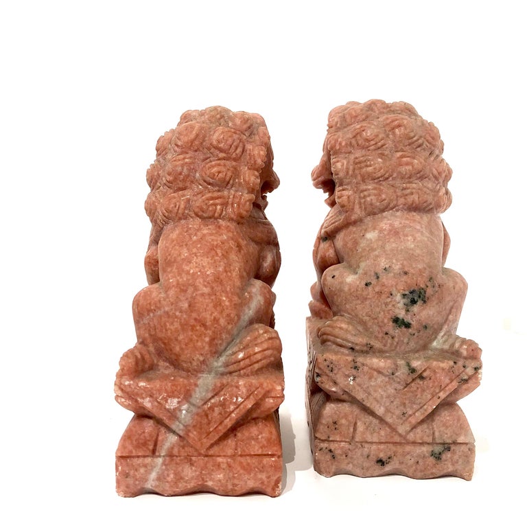 Unique Pair of Decorative Foo Dogs Temple Lion Bookends Marble ...