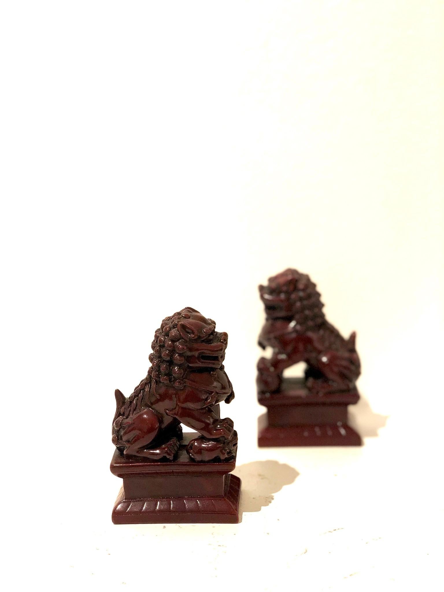 Unique Pair of Decorative Mini Foo Dogs Sculptures Bookends at 1stDibs