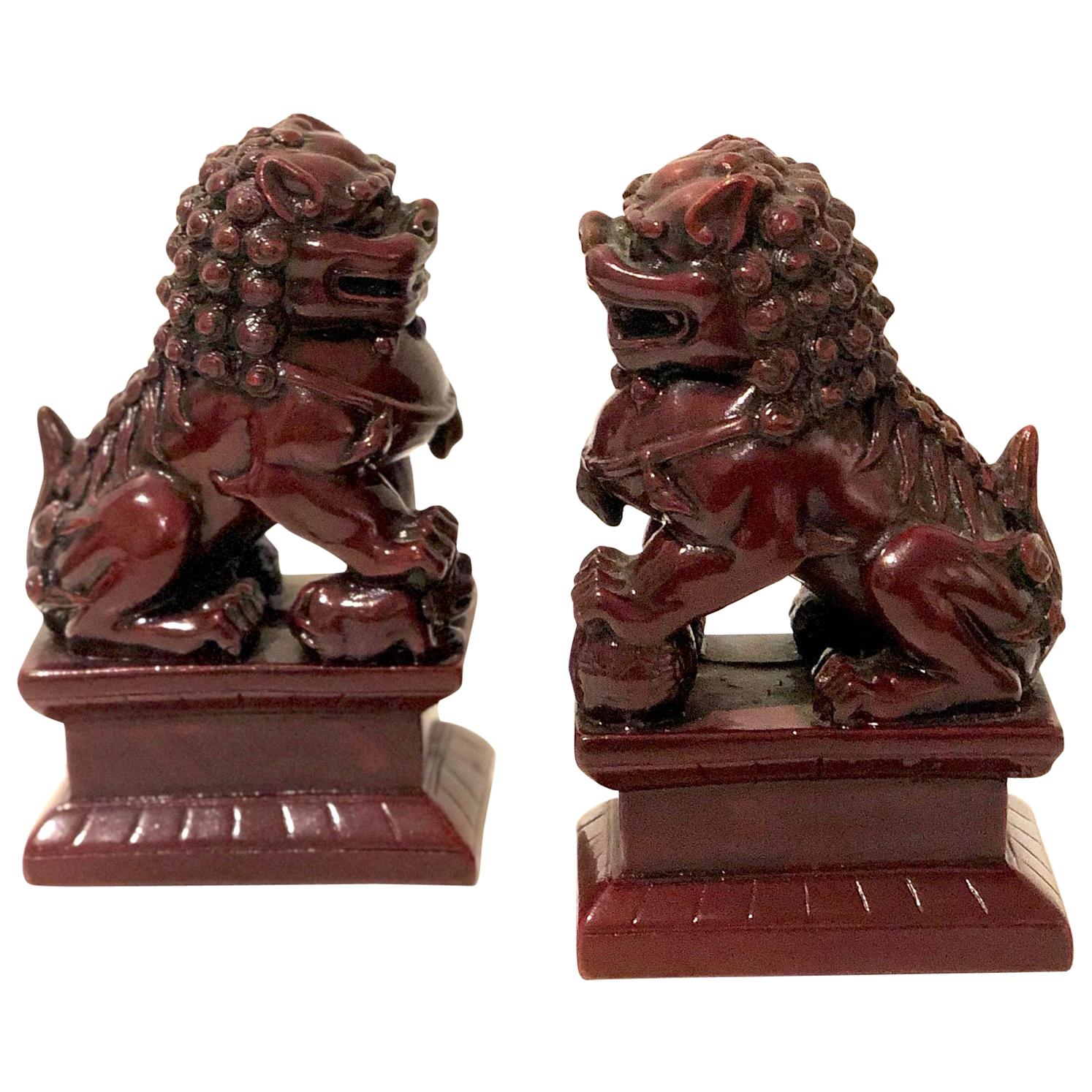 Unique Pair of Decorative Mini Foo Dogs Sculptures Bookends at 1stDibs
