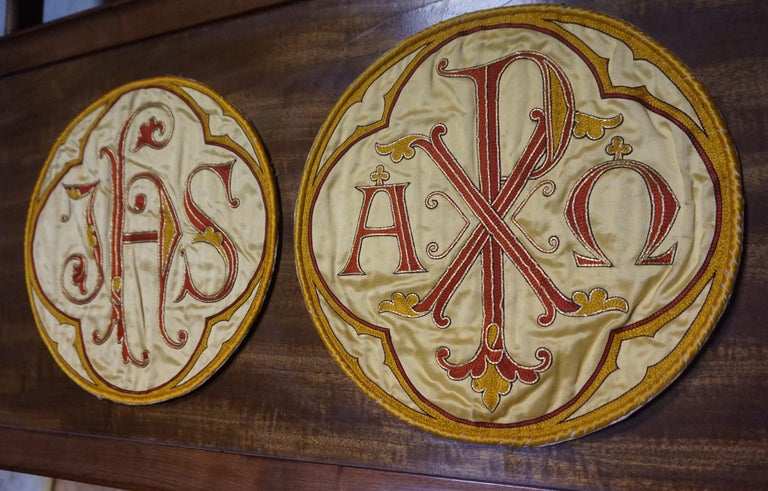 Unique Pair of Hand Embroidered Silk and Copper Thread Gothic Art ...