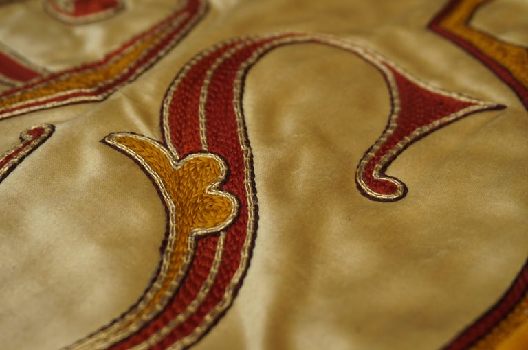 Unique Pair of Hand Embroidered Silk and Copper Thread Gothic Art ...