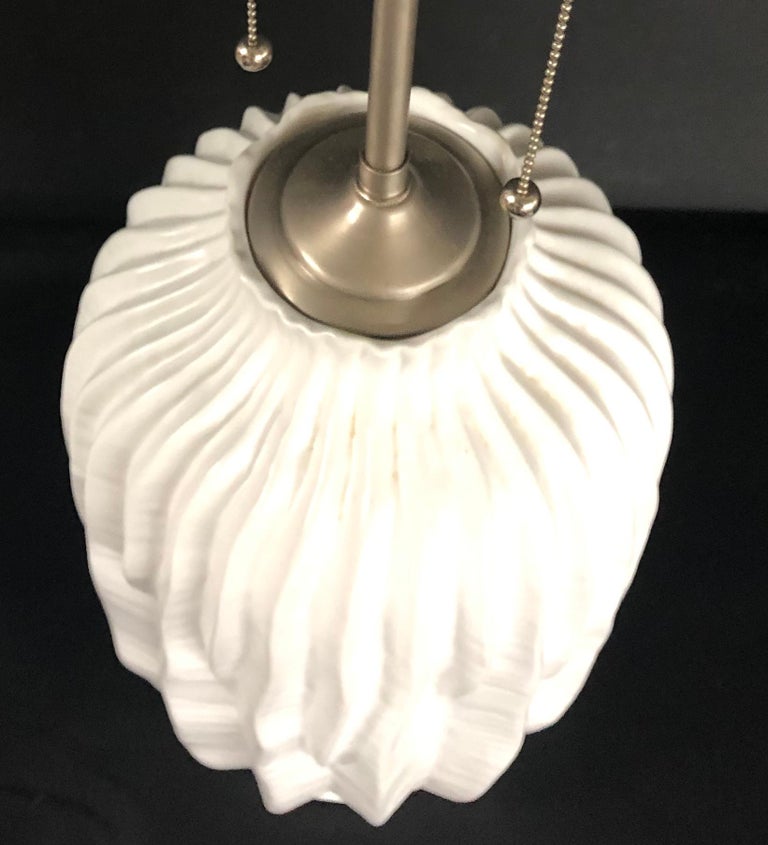 Unique Pair of Organic White 'Pleated' Vases with Lamp Application at ...