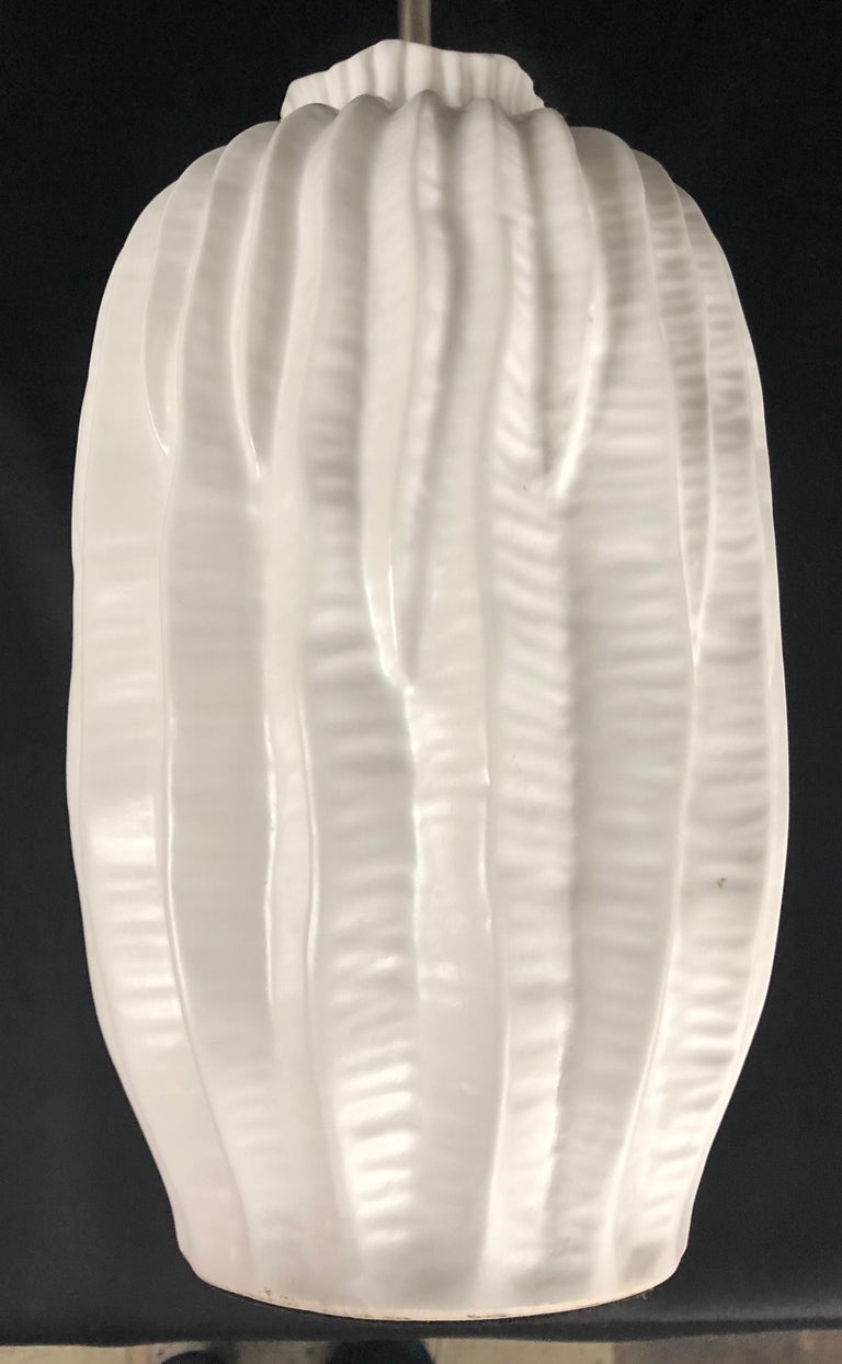 Unique Pair of Organic White 'Pleated' Vases with Lamp Application at ...