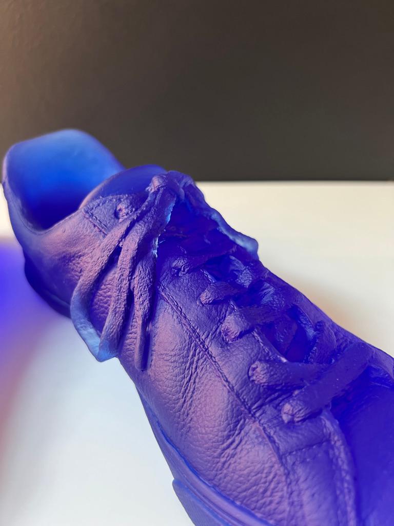 Unique Pair of Pate-de-verre Dark Blue Glass Sculpture of Artist''s Own ...