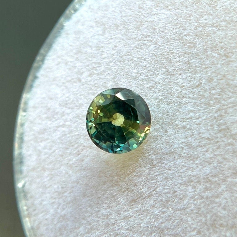 Unique Parti Bi Colour Sapphire 0.62ct Blue Yellow Green Round Loose ...