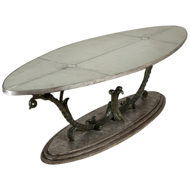 Unique Patinated Cast Iron Oval Centre Table For Sale at 1stDibs