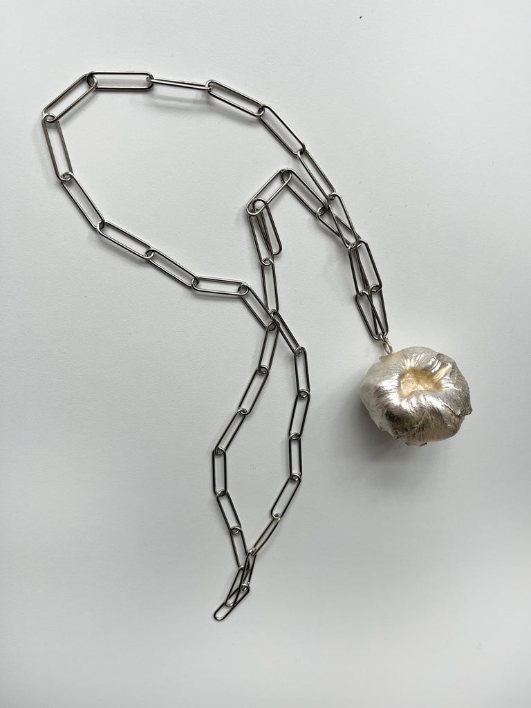 Unique Piece 1000 Sterling Silver Plated Acorn Chain Necklace For Sale ...