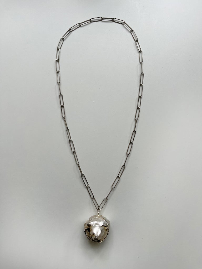 Unique Piece 1000 Sterling Silver Plated Acorn Chain Necklace For Sale ...