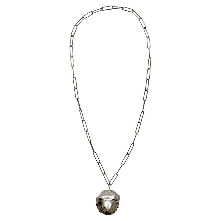 Unique Piece 1000 Sterling Silver Plated Acorn Chain Necklace For Sale ...